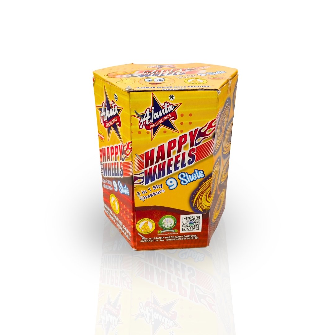 Buy Happy Wheels (3 in 1 Sky Chakkars - 9 Shots) for Diwali - Sivakasi Pattasu | Padmasri Crackers