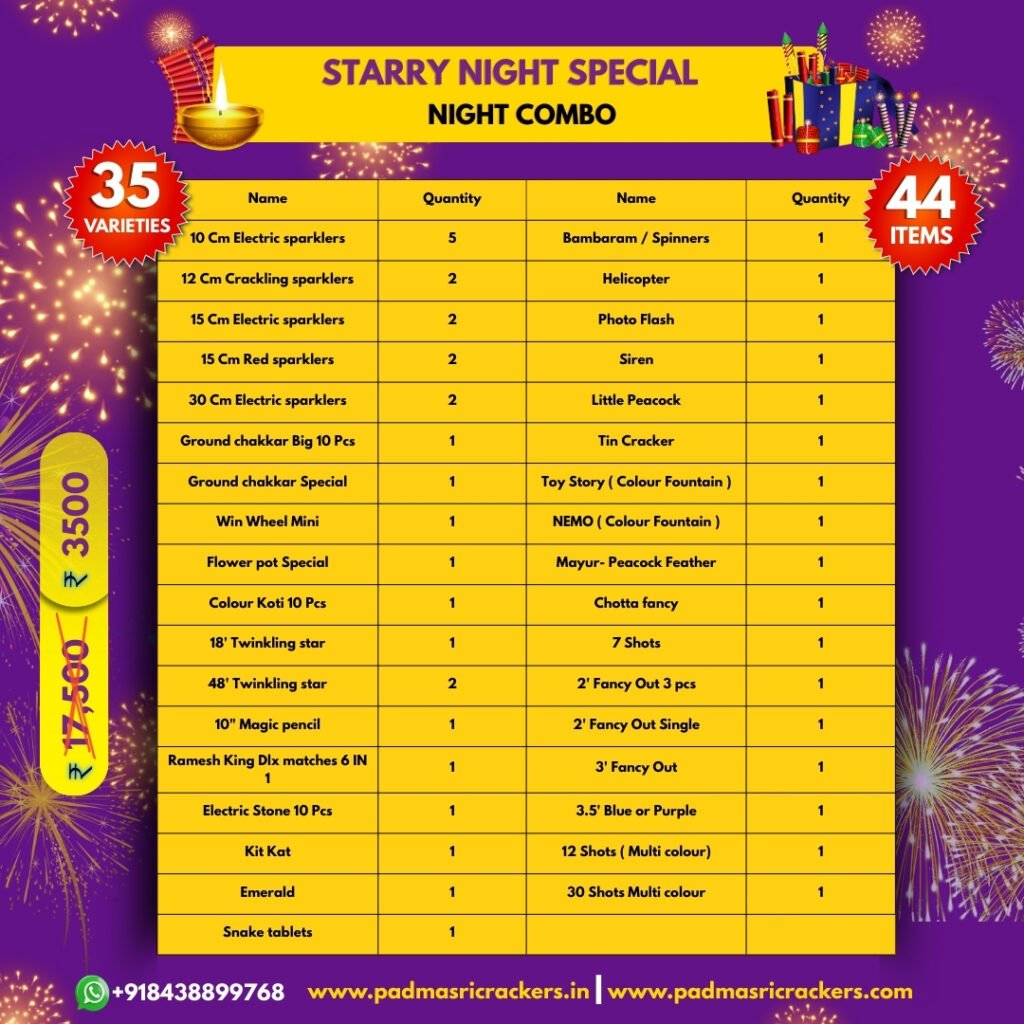 Buy Starry Night Special for Diwali - Sivakasi Pattasu | Padmasri Crackers